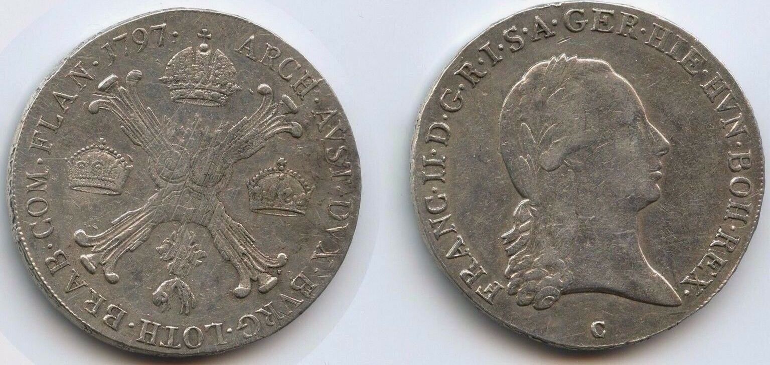 RDR Österreichische Niederlande ½ Kronentaler Silber 1797 C Prag GB1147 - Franz II. 1792-1806 ...