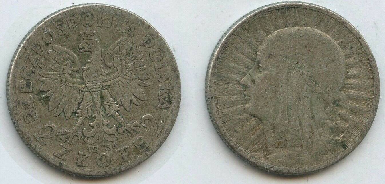 Polen 2 Zlote (2 Złote) Silber 1934 G3867 - Queen Jadwiga Poland Polskich Polska Sehr schön | MA ...