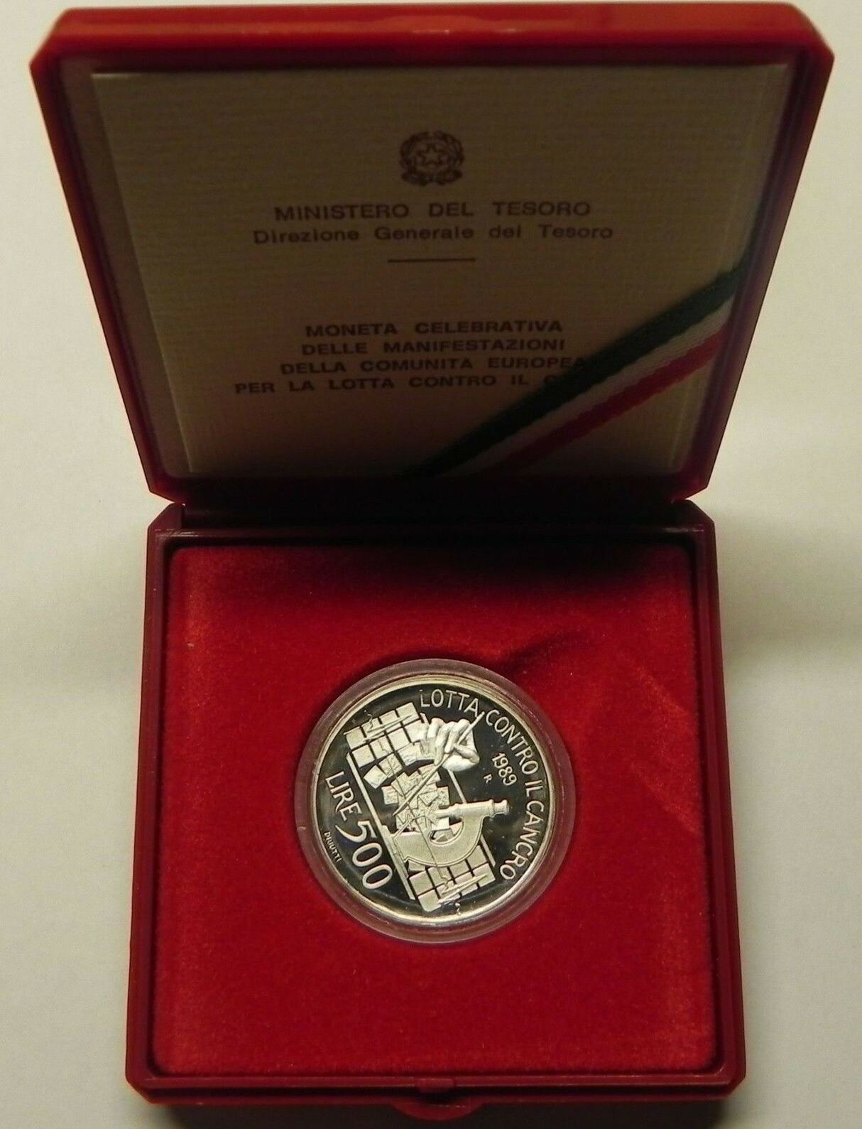 Italien Republik 500 Lire Silber 1989 R Rom GN152 - Kampf gegen Krebs - Fight against Cancer ...