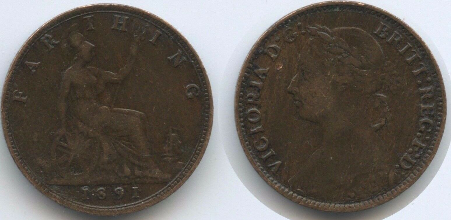 Farthing 1891 G2194 - Großbritannien One KM#753 Queen Victoria Great ...