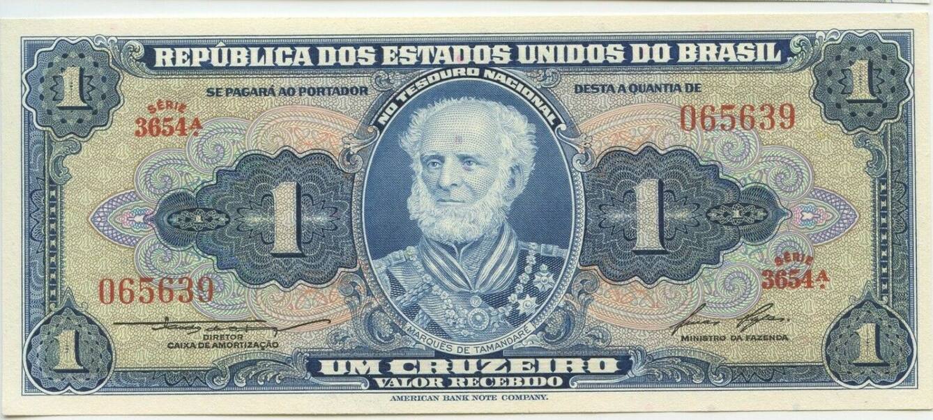 Brasilien 1 Cruzeiro 1954-1958 GB411 - Banknote Brazil Bankfrische ...
