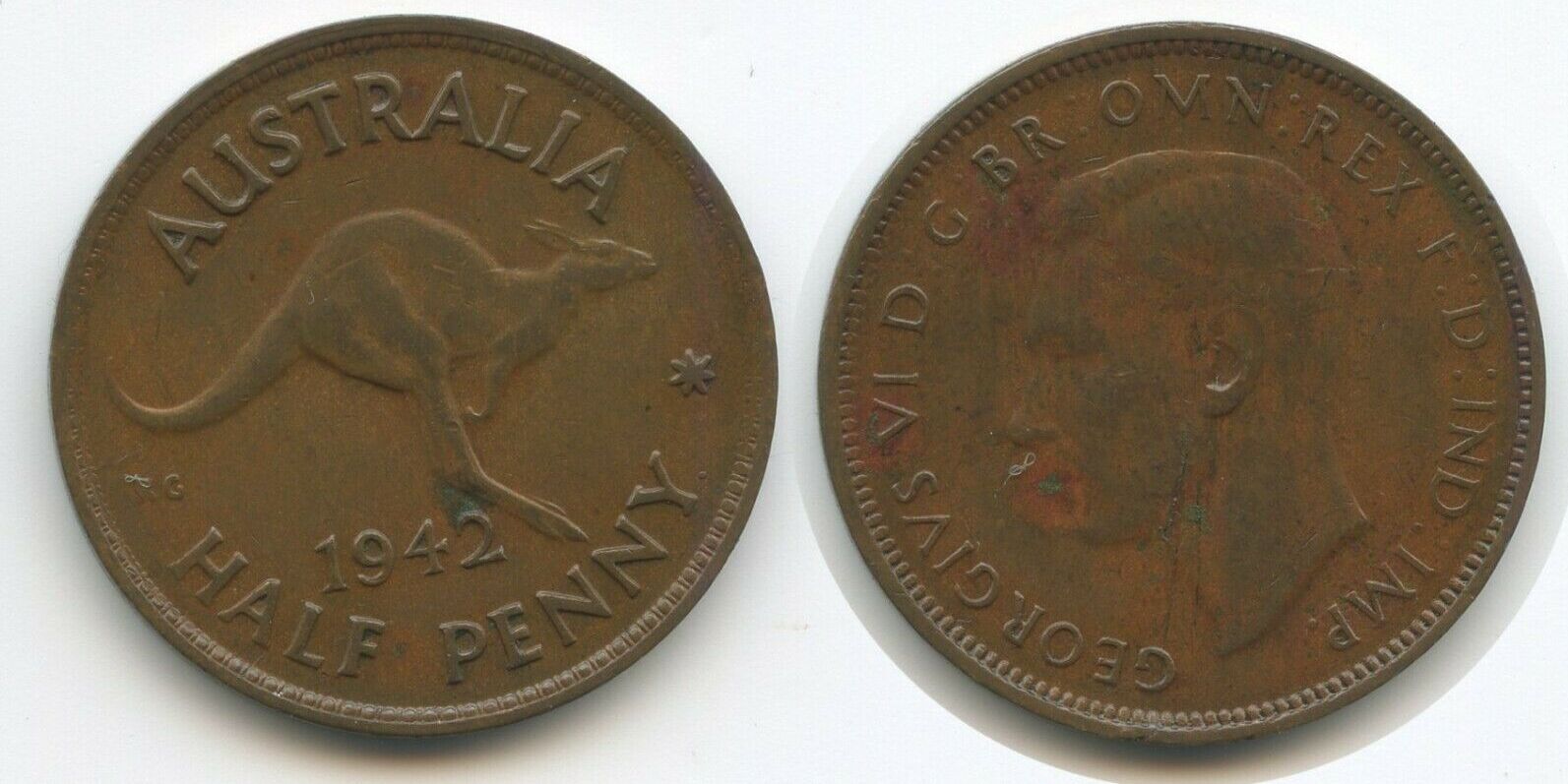 ½ Penny 1942 G12330 - Australien Perth KM#41 Känguru George VI ...