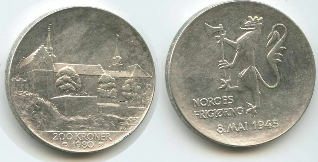 Norwegen 200 Kroner 1980 GS1273 - Norway´s liberation 8th May 1945 Norge Norway Unzirkuliert ...