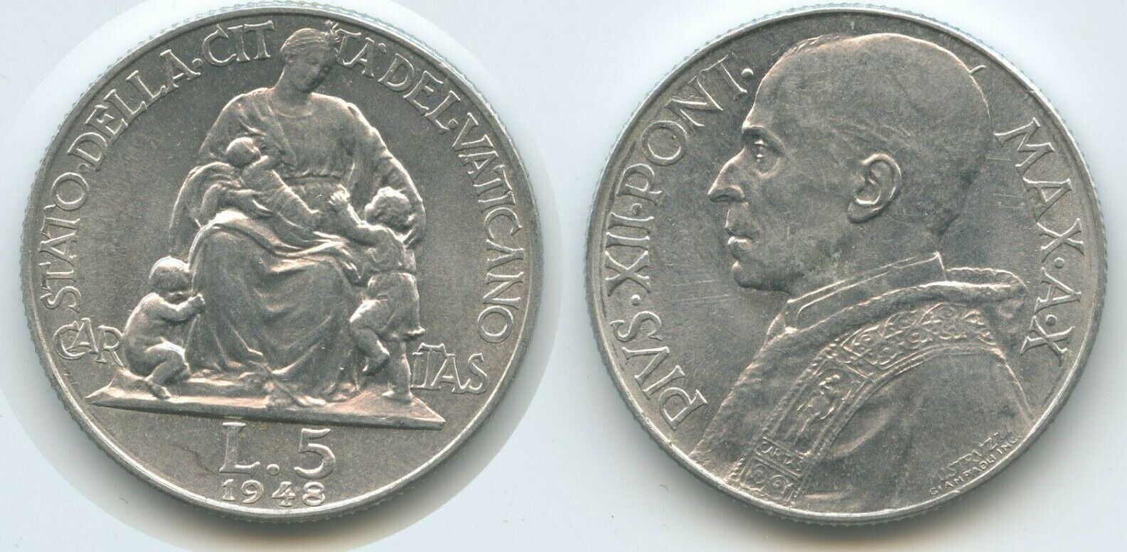 Vatikan Italien-Kirchenstaat 5 Lire 1948-X G8939 - Papst Pius XII.1939-1958 Vaticano Vatican ...