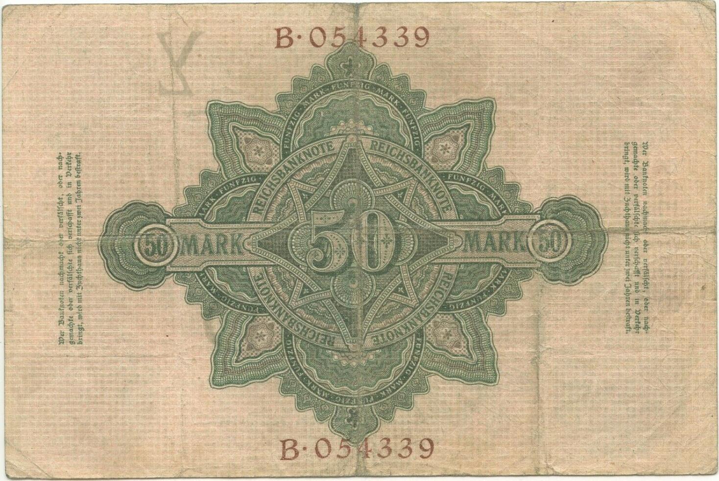 Deutsches Reich Kaiserreich 50 Mark 1906 GB323 - Reichsbanknote ...