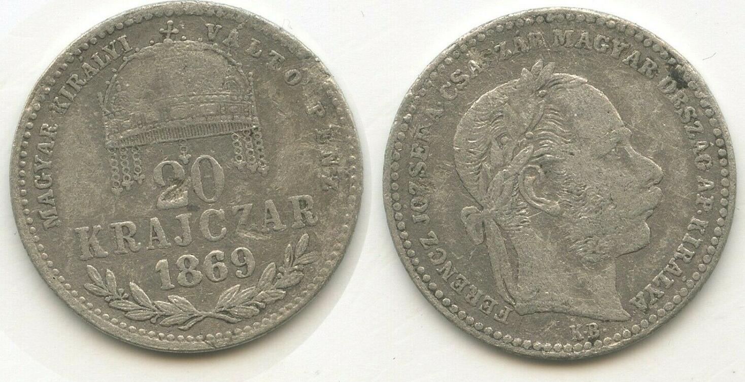 Ungarn Kaiserreich 20 Krajczar 1869 KB Kremnitz G14545 - Franz Joseph I. 1848-1916 Hungary ...