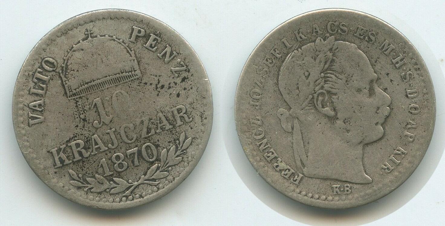 Österreich Ungarn Kaiserreich 10 Krajczar Silber 1870 KB Kremnitz G4884 - Franz Joseph I. 1848 ...