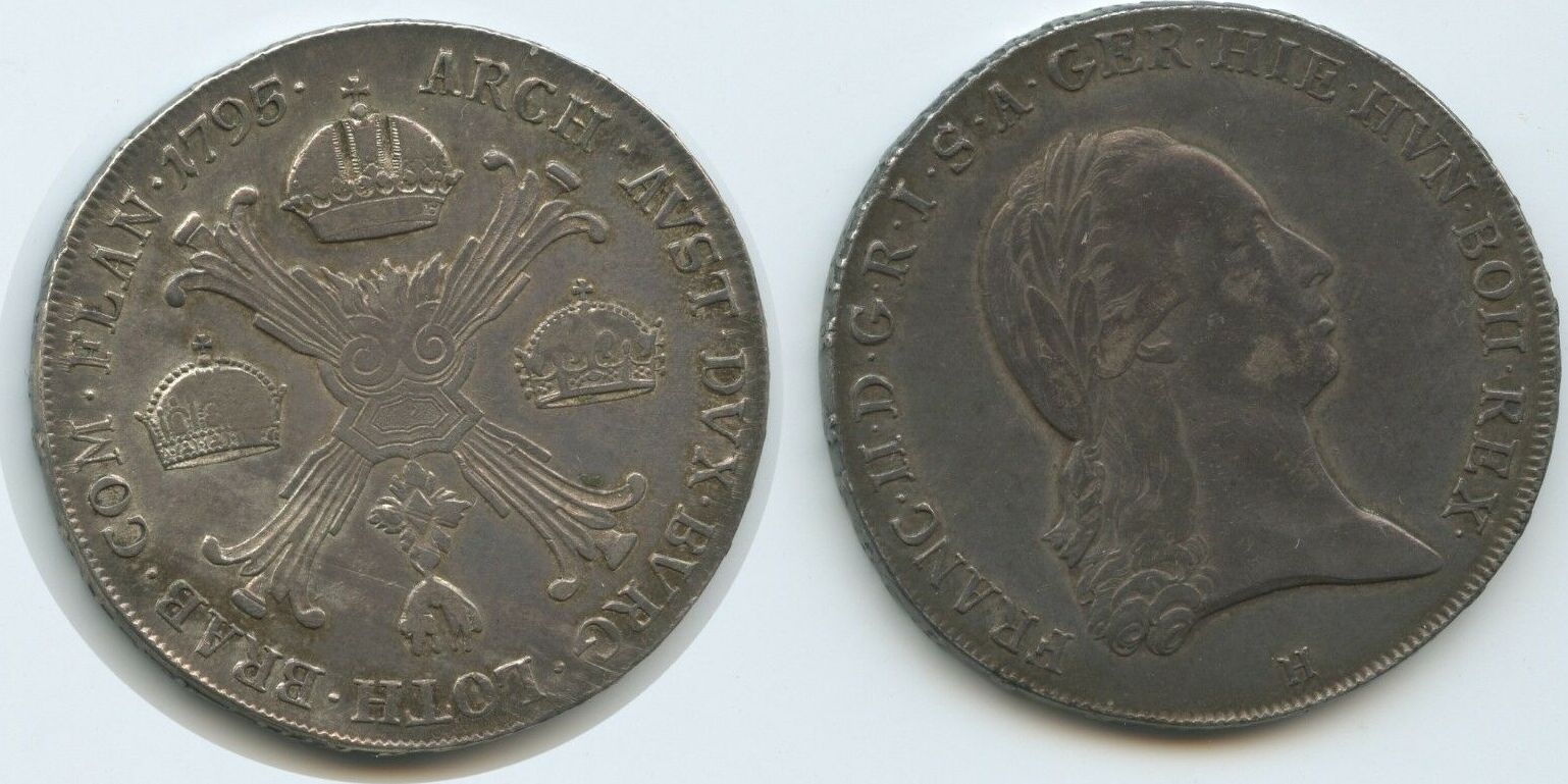 RDR Österreichische Niederlande 1 Kronenthaler 1795 H Günzburg GB1211 - Franz II. 1792-1835 ...