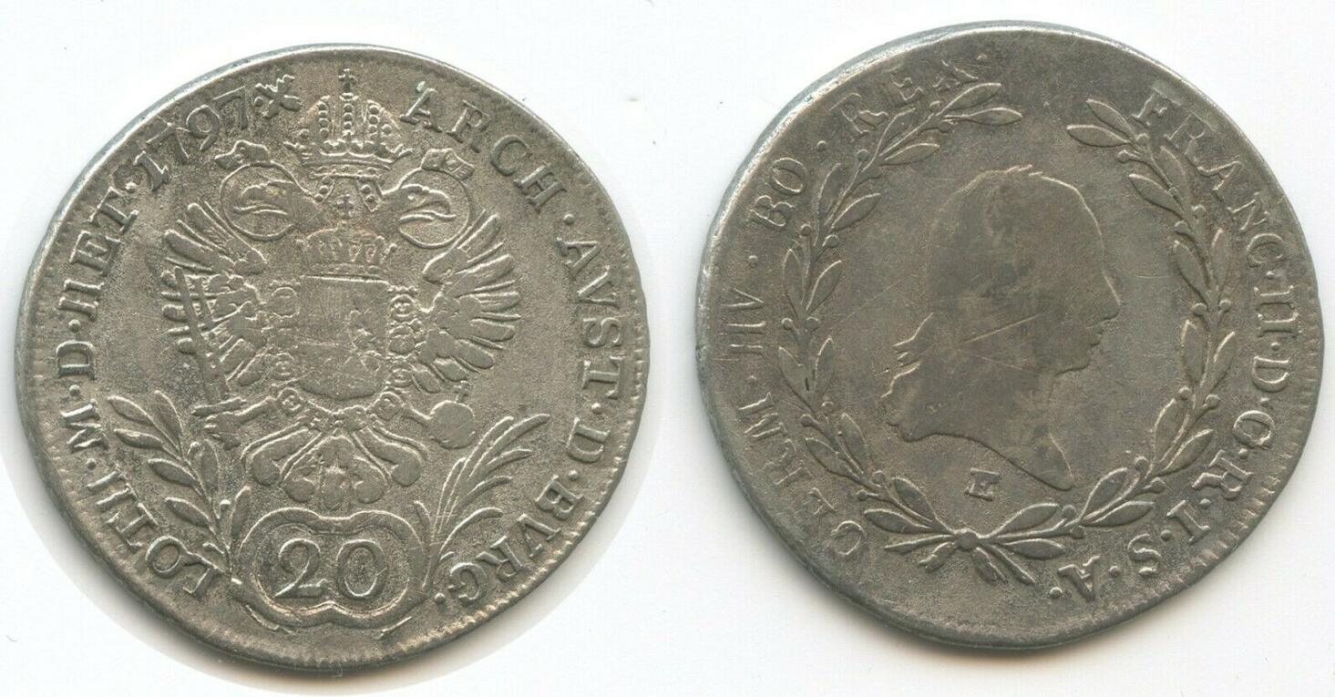 RDR Österreich Siebenbürgen Ungarn 20 Kreuzer Silber 1795 E Karlsburg H0122 - Franz II. 1792 ...