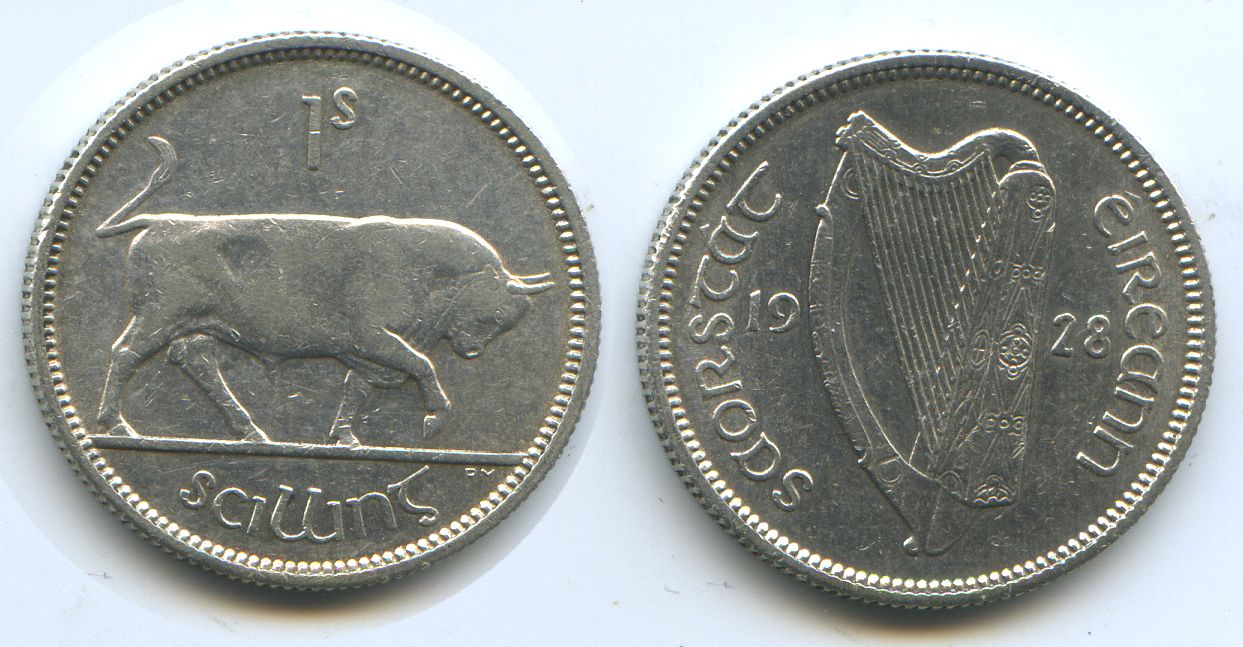 1 Shilling Irland One Shilling 1928 Silber ss-vz | MA-Shops