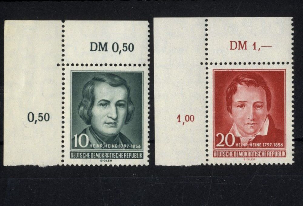 1956 DDR, MiNr. 516-517 postfrisch, Eckrand Ecke 1 - Heinrich Heine | MA-Shops