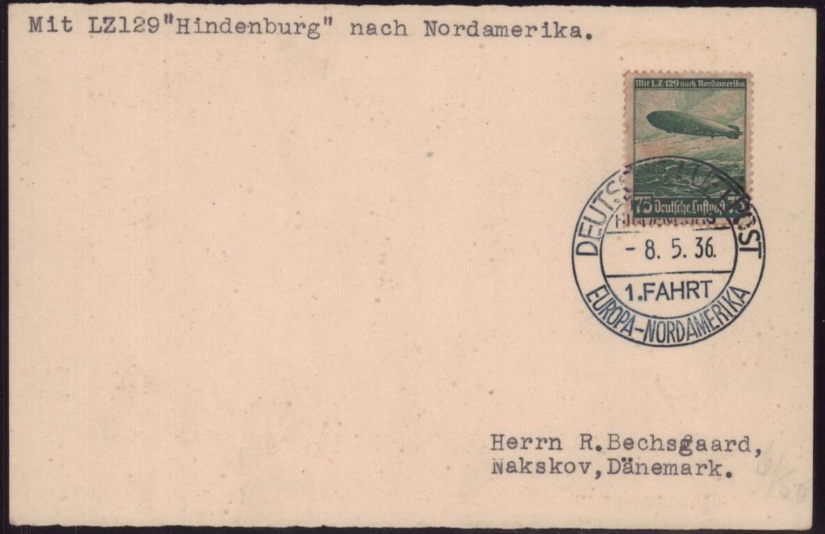 Zeppelinpost Zeppelin Brief LZ 129 1. Nordamerikafahrt Bordpost 1936 ...