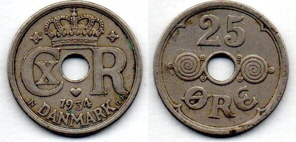 Danemark - Denmark 25 Ore 1934 s+ | MA-Shops
