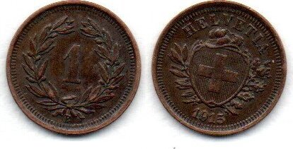 Suisse- Schweiz - Switzerland Rappen 1915 B ss+ | MA-Shops