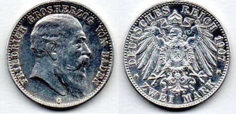 Baden 2 Mark 1907 G VF | MA-Shops