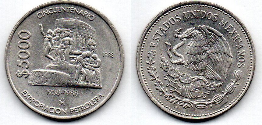 Mexique - Mexico - Mexoko 5000 Pesos 1988 VF+ | MA-Shops