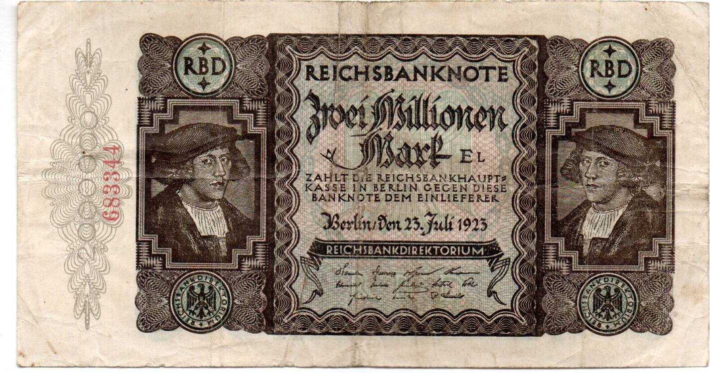 Allemagne - Deutschland - Germany 2 Millionen Mark 23/08/1923 F | MA-Shops