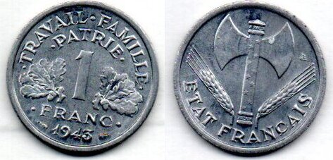 France - Frankreich 1 Franc 1943 vz+ | MA-Shops