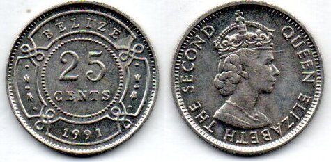 Belize 25 Cents 1991 AU | MA-Shops