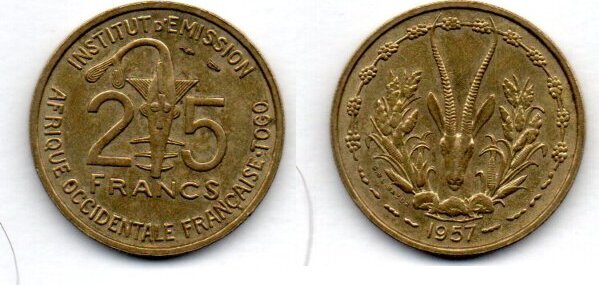 Togo 25 Francs 1957 EF | MA-Shops