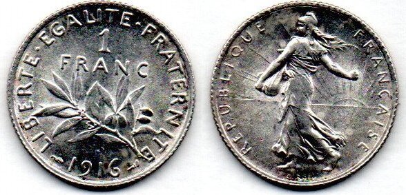 France - Frankreich 1 Franc 1916 AU | MA-Shops