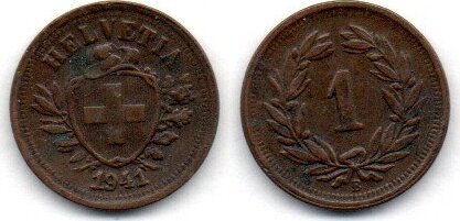 Suisse - Schweiz - Switzerland 1 Rappen 1941 VF | MA-Shops