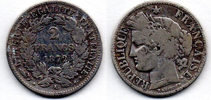 France - Frankreich 2 Francs 1872 A Cérès F | MA-Shops