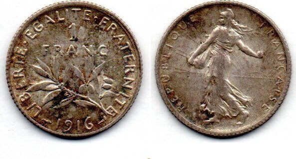 France - Frankreich 1 Franc 1916 EF | MA-Shops
