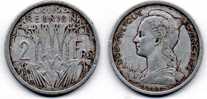 Réunion 2 Francs 1948 F | MA-Shops