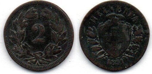 Suisse - Switzerland - Schweiz 2 Rappen 1851 A B+ | MA-Shops