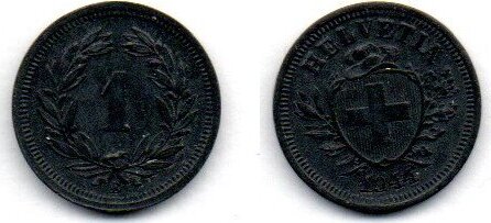 Suisse - Switzerland - Schweiz 1 Rappen 1944 B VF | MA-Shops