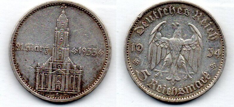 Allemagne - Deutschland - Germany 5 Reichsmark 1934 G F | MA-Shops