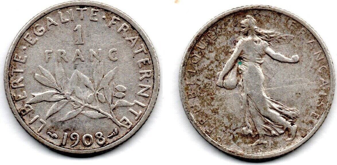 France - Frankreich 1 Franc 1908 VF | MA-Shops
