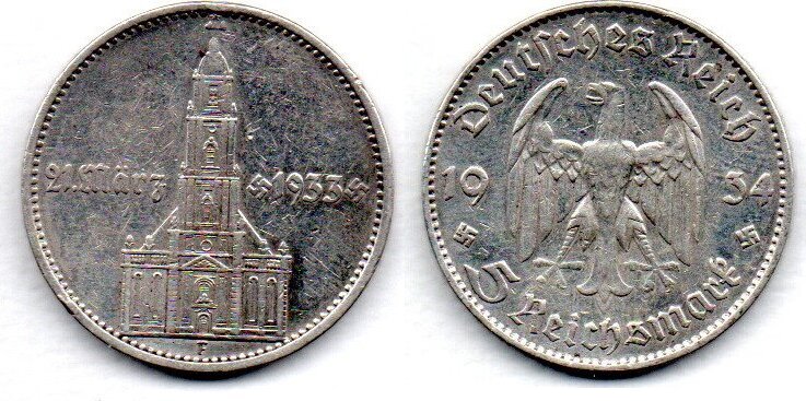 Allemagne - Deutschland - Germany 5 Reichsmark 1934 F ss | MA-Shops