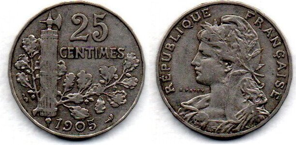 France - Frankreich 25 Centimes 1905 s+ | MA-Shops