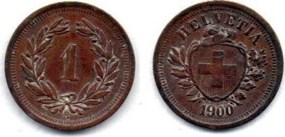 Suisse - Schweiz - Switzerland 1 rappen 1900 B VF | MA-Shops