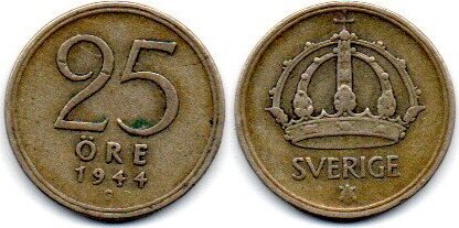 Suède - Sweden - Schweden 25 Ore 1944 G s+ | MA-Shops