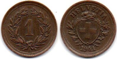 Suisse - Schweiz - Switzerland 1 Rappen 1941 B VF+ | MA-Shops