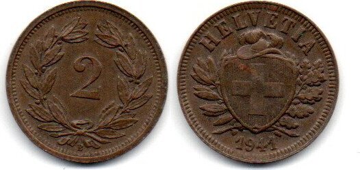 Suisse - Schweiz - Switzerland 2 Rappen 1941 B VF | MA-Shops