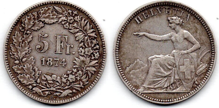 Suisse - Schweiz 5 Francs 1874 B TTB | MA-Shops
