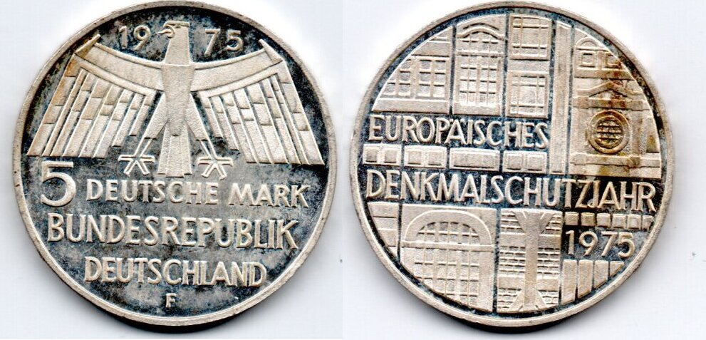 Allemagne - Deutschland - Germany 5 Mark 1975 F Denkmalschutz AU | MA-Shops