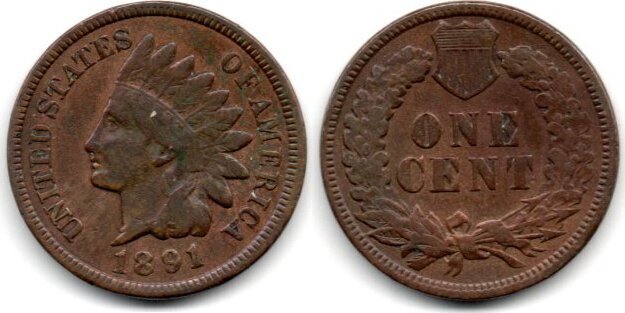 USA 1 Cent 1891 F | MA-Shops