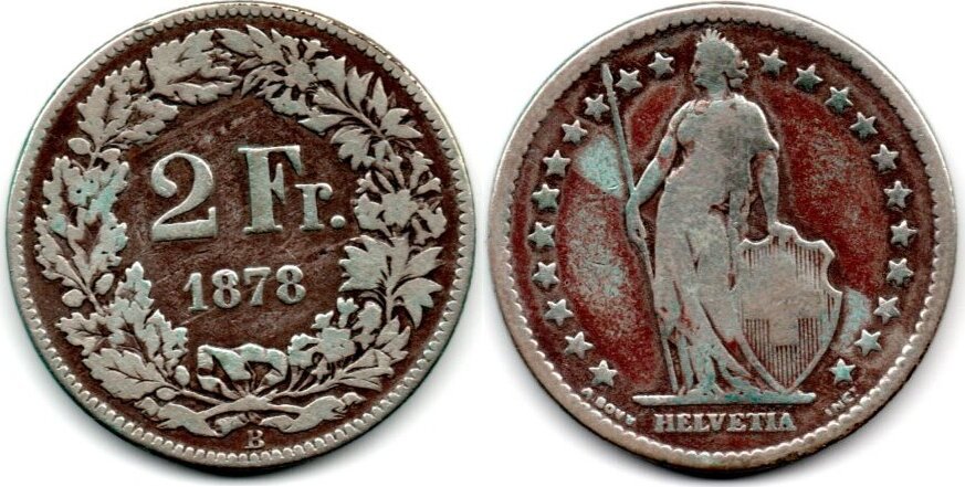 Suisse - Schweiz - Switzerland 2 Francs 1878 B s | MA-Shops
