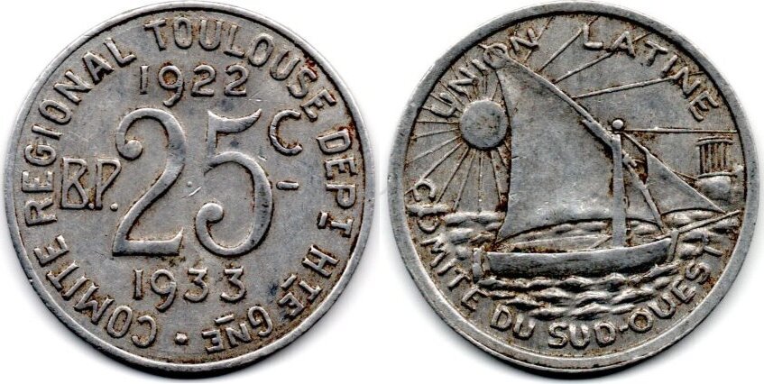 Toulouse 25 Centimes 1922-33 ss | MA-Shops