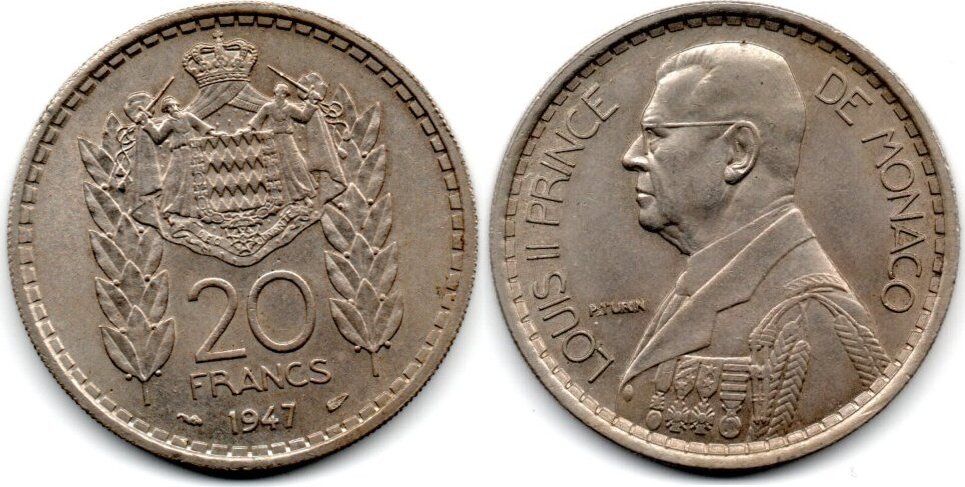 Monaco 20 Francs 1947 EF | MA-Shops