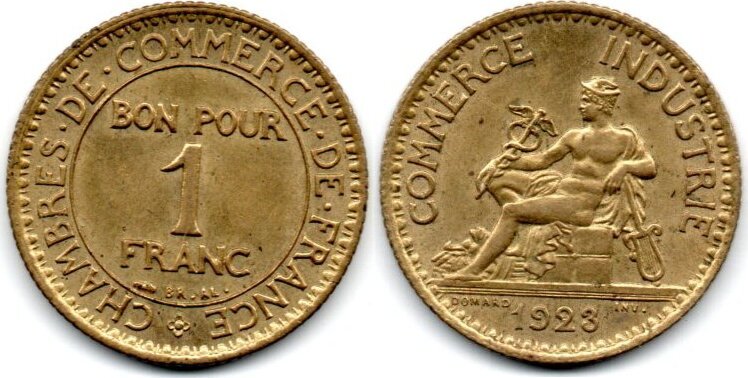 France - Frankreich 1 Franc 1923 AU | MA-Shops