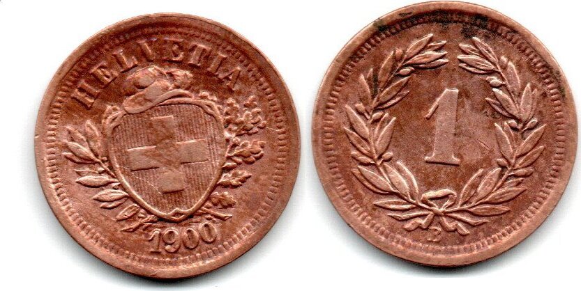 Suisse - Switzerland - Schweiz 1 Rappen 1900 B F | MA-Shops