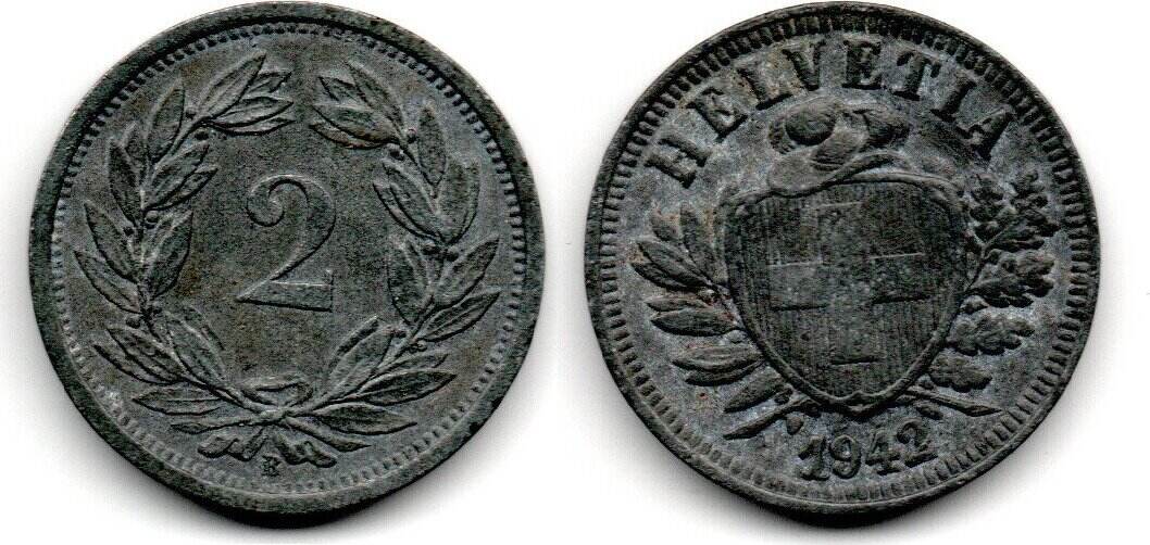 Suisse - Schweiz - Switzerland 2 Rappen 1942 B VF | MA-Shops