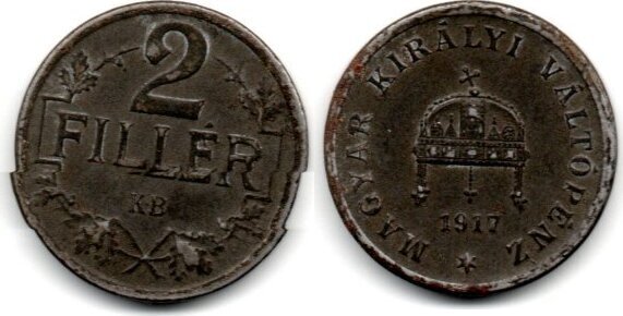 Hongrie - Hungary - Ungarn 2 Filler 1917 VF | MA-Shops