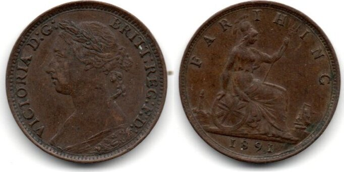 Grande Bretagne - Great Britain Farthing 1891 VF | MA-Shops